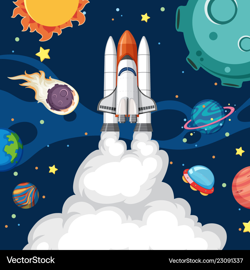 Rocket Launch in Space Royalty Free Vector Image