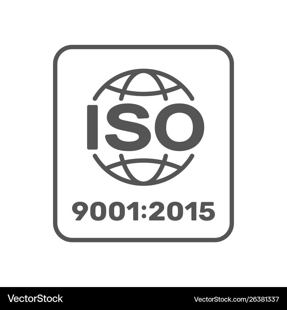 Symbol iso 9001 2015 certified Royalty Free Vector Image