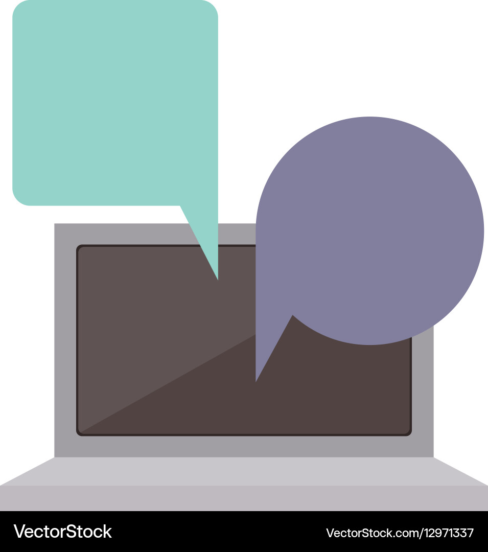 Tech laptop screen with keyboard dialogue Vector Image