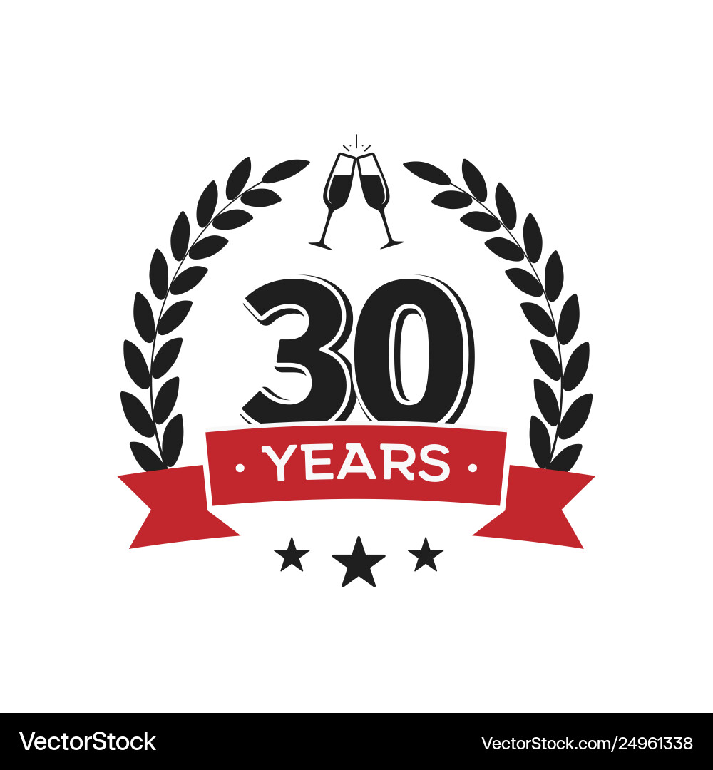 30 th birthday vintage logo template thirty years Vector Image