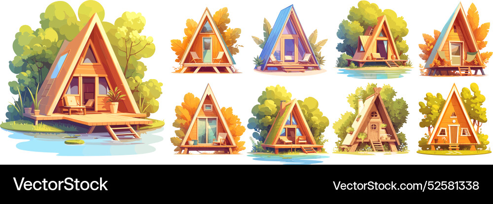 A-frame house triangle chalet hut glamping Vector Image