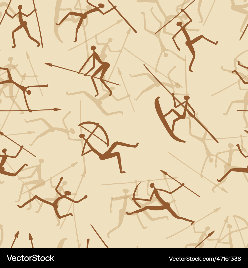 Caveman pattern seamless background Royalty Free Vector