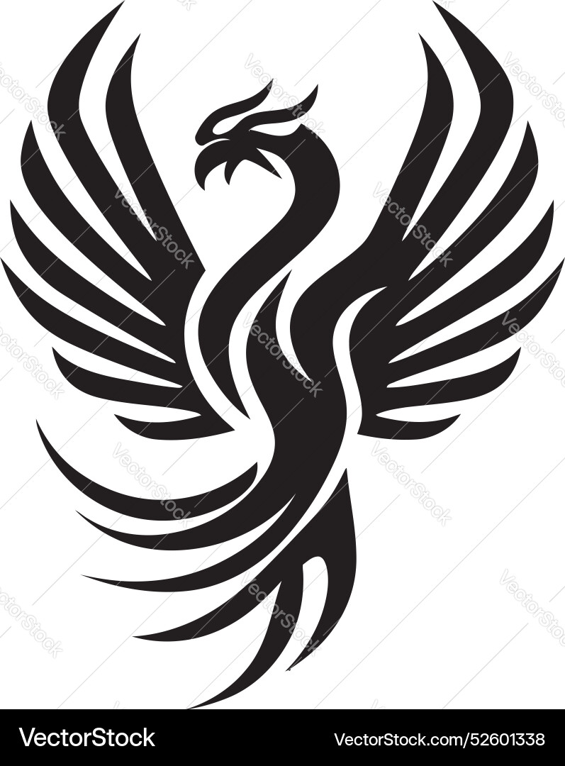 Celestial flame hand drawn phoenix symbol Vector Image