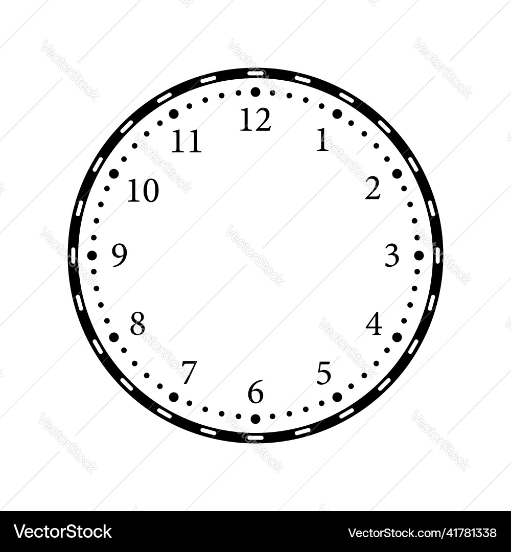 Clock dial face round watch with numbers Vector Image