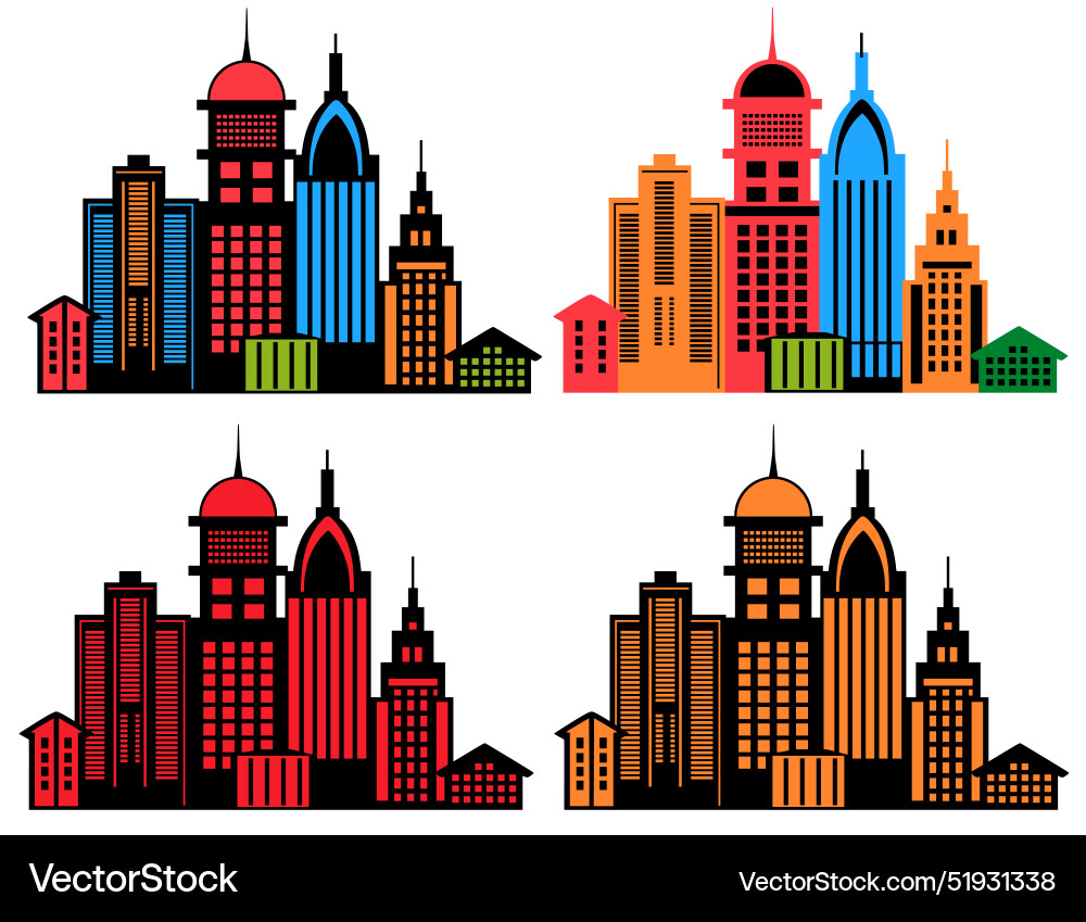 Colorful cityscape representing modern urban Vector Image