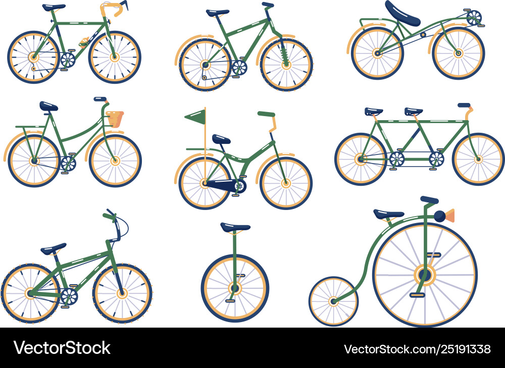 Diverse Bicycle Collection Royalty Free Vector Image