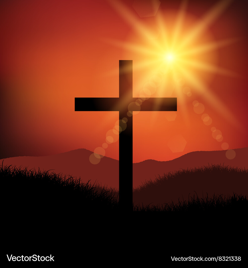 Easter friday cross landscape 2602 Royalty Free Vector Image
