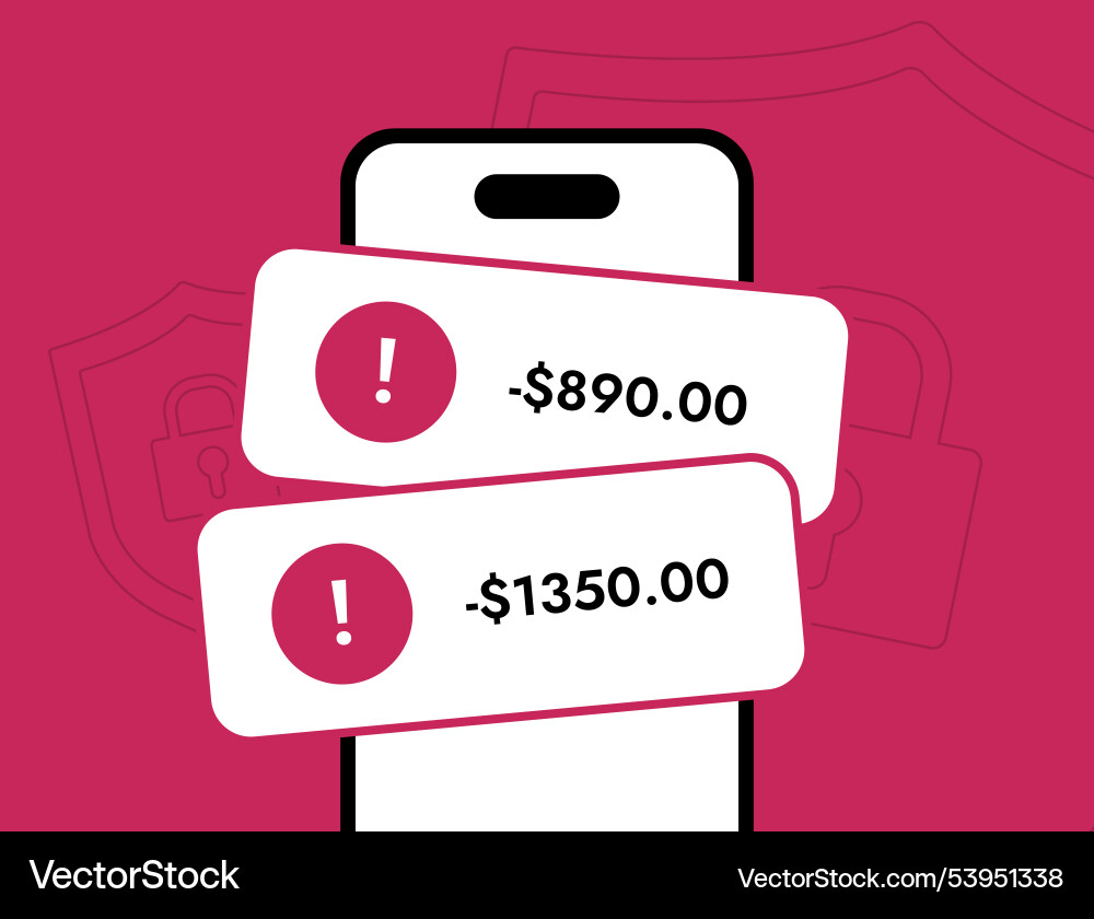 Fraud alert with cybersecurity and mobile scam Vector Image