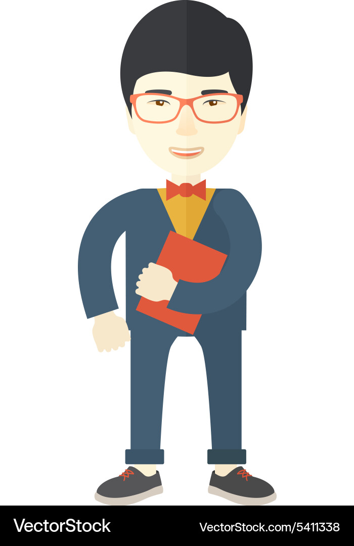 Man holding book under his arm Royalty Free Vector Image