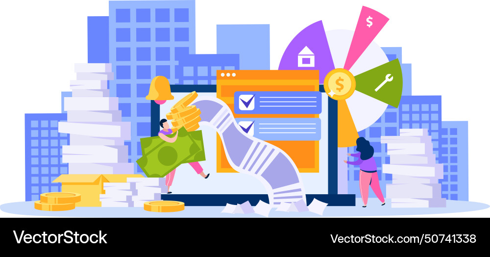 Monthly payments flat composition Royalty Free Vector Image