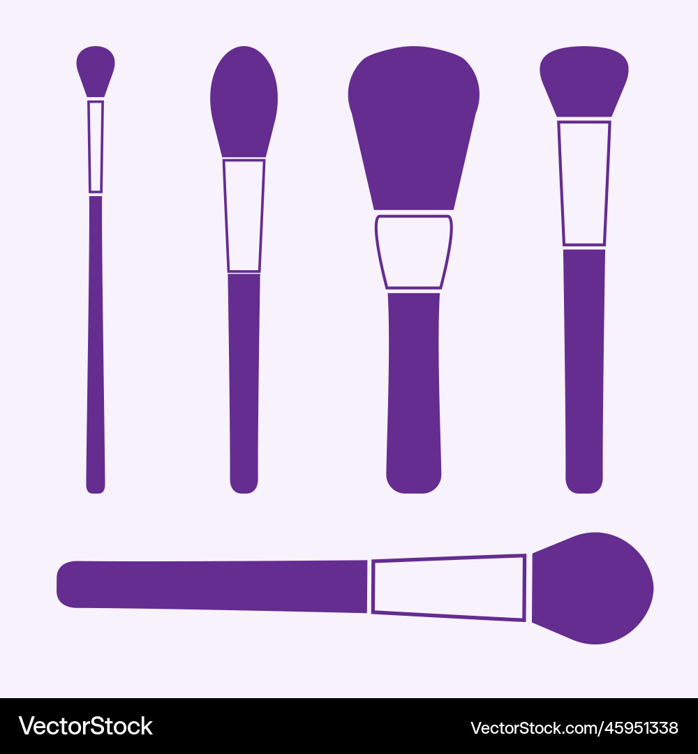 Purple makeup brush silhouette Royalty Free Vector Image