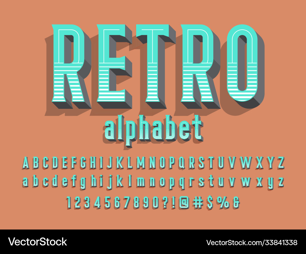 Retro font Royalty Free Vector Image - VectorStock