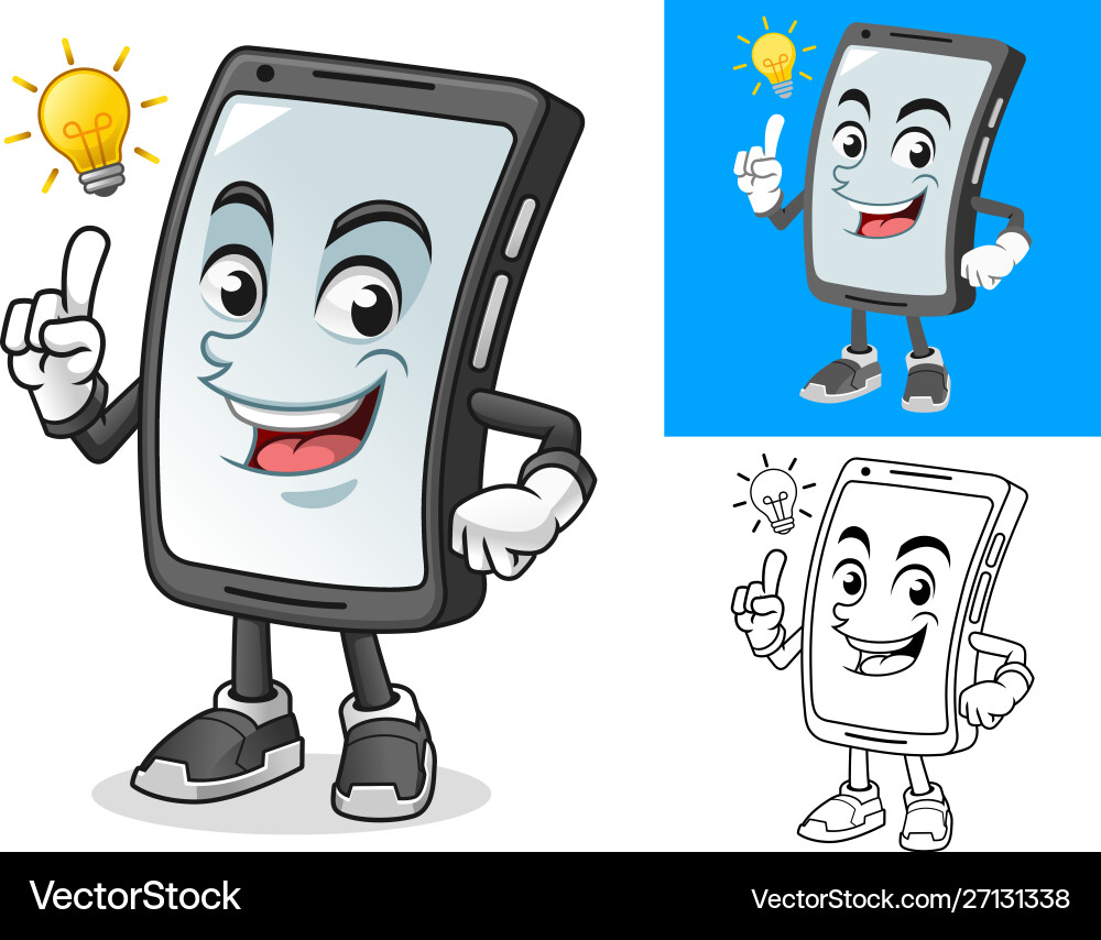 Smartphone get an idea cartoon character Vector Image