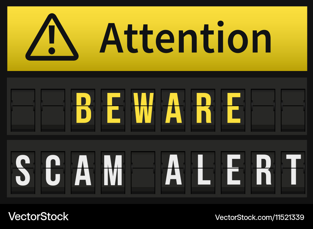 Beware scam alert message Royalty Free Vector Image