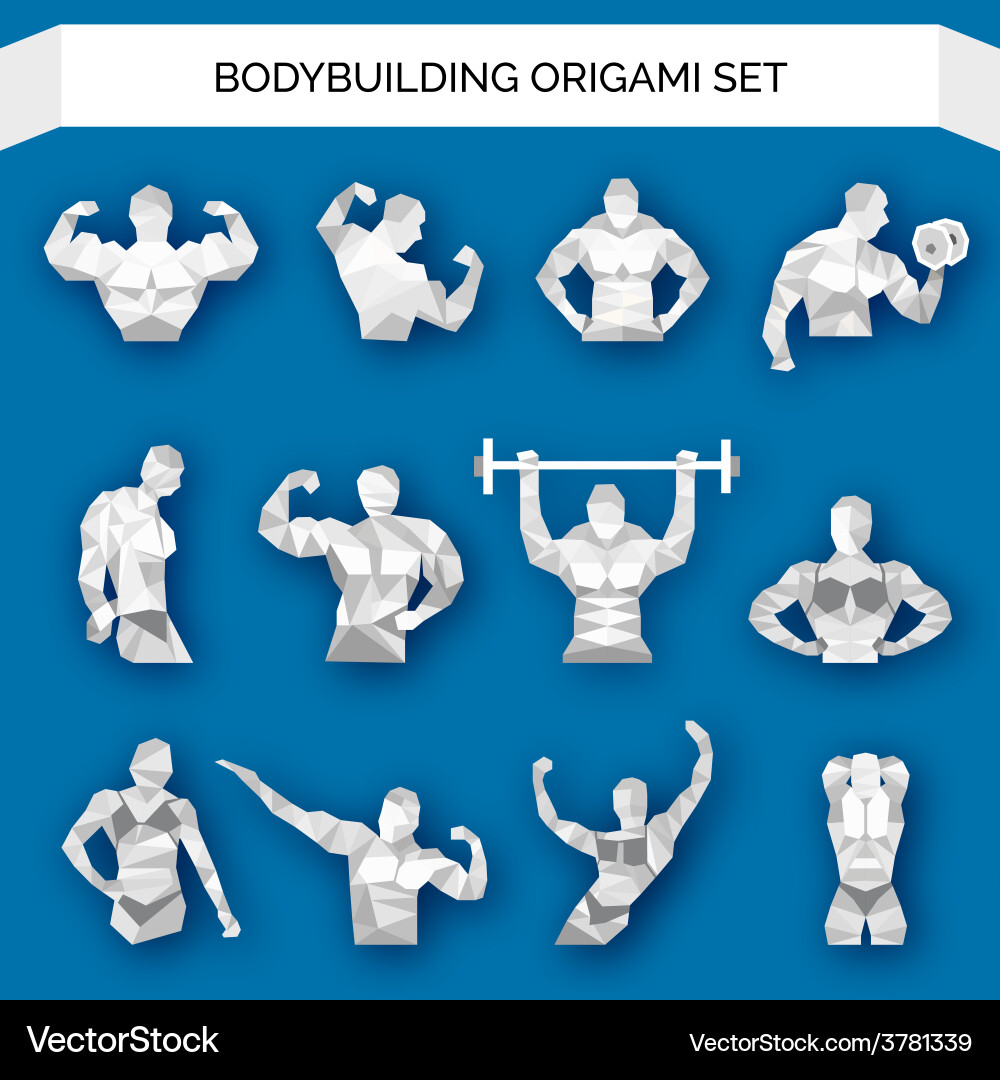 Bodybuilding polygonal white Royalty Free Vector Image