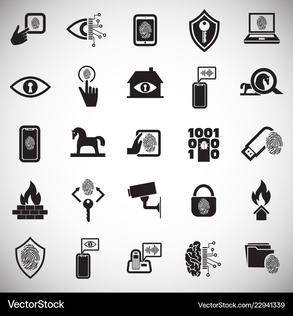 Cyber Security Icons Set Royalty Free Vector Image