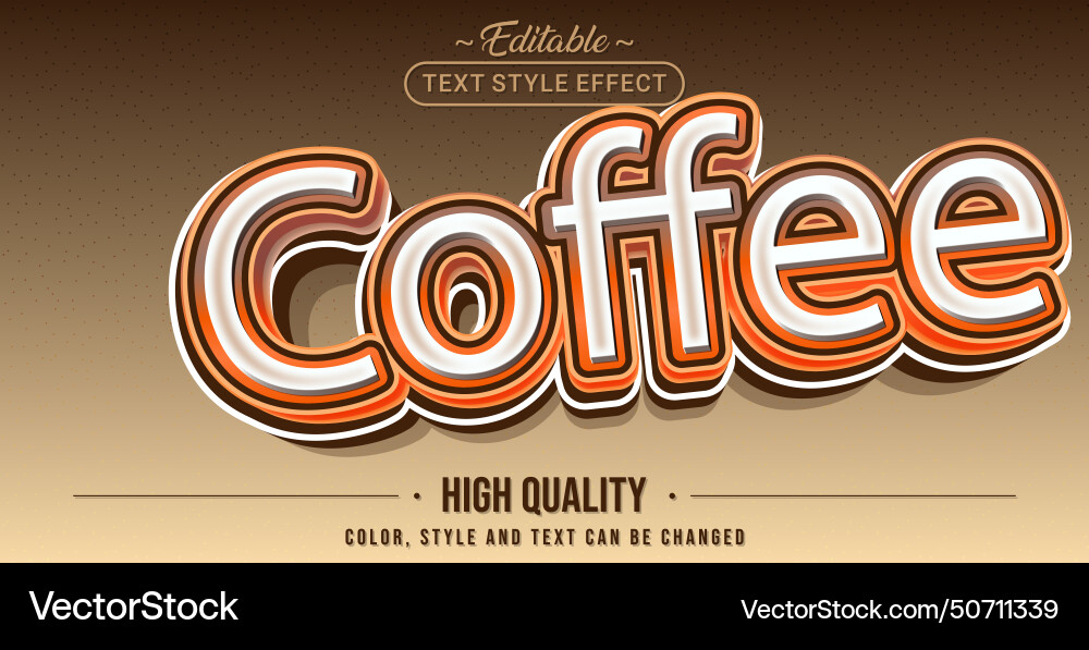 Editable text style effect - coffee Royalty Free Vector