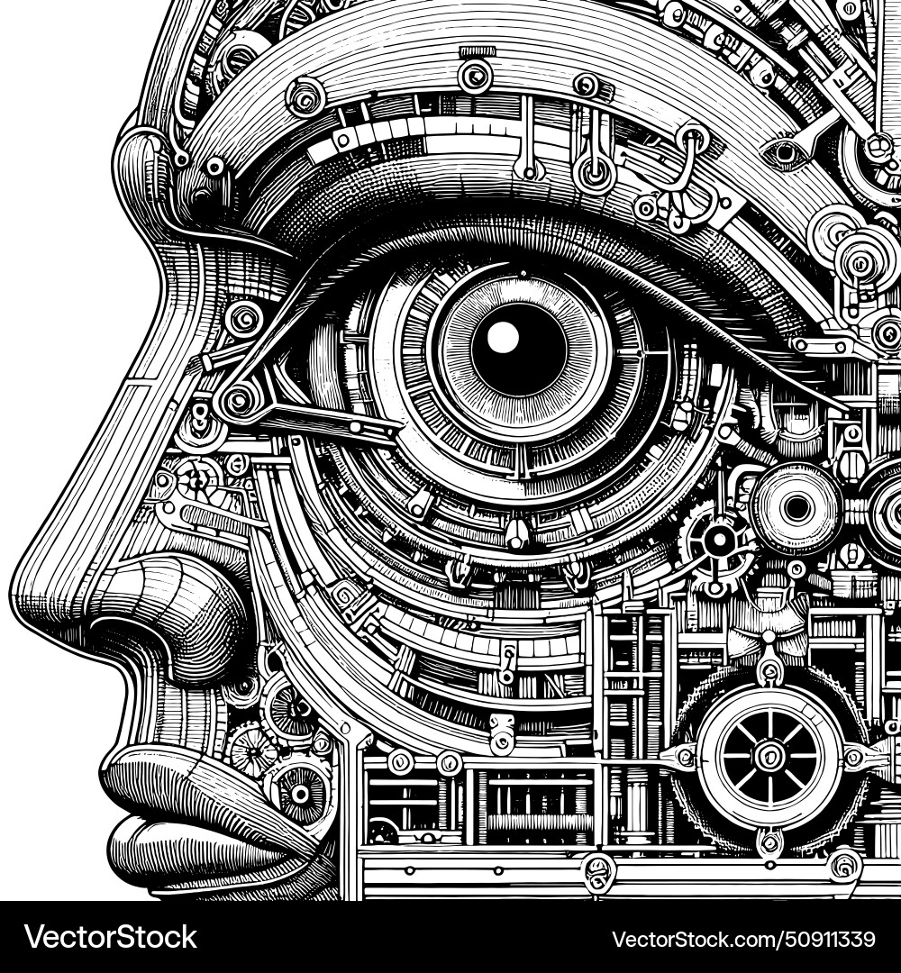 Face artificial mechanical eye prosthetics Vector Image