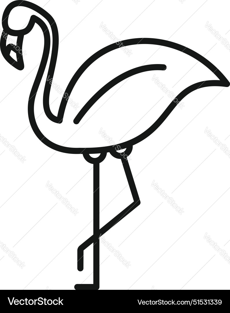 Flamingo standing on one leg minimalist line art Vector Image
