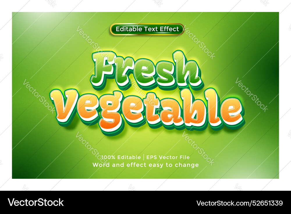 Fresh vegetable text editable effect Royalty Free Vector