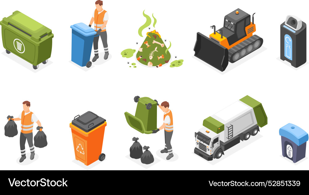 Isometric 3d garbage plastic waste containers Vector Image
