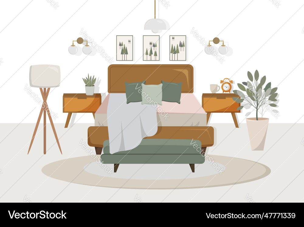 Luxury Bedroom Interior Royalty Free Vector Image