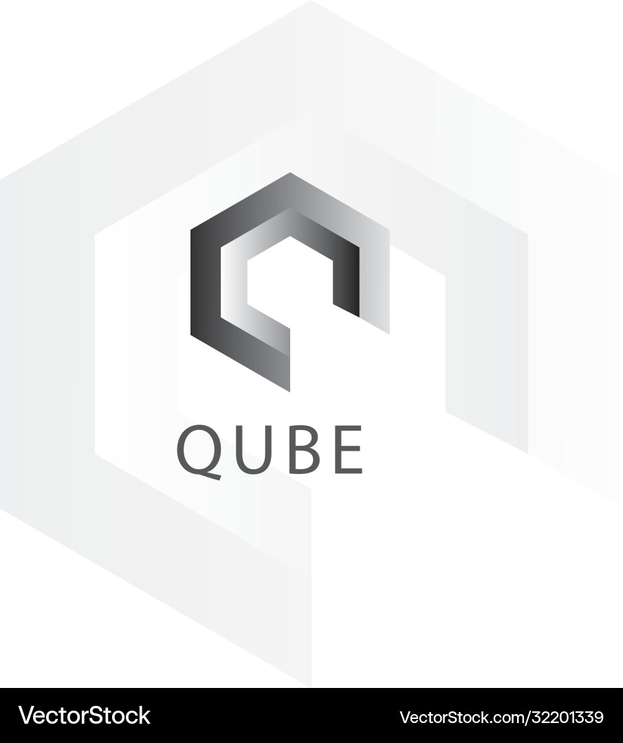 Qube conceptual logo Royalty Free Vector Image