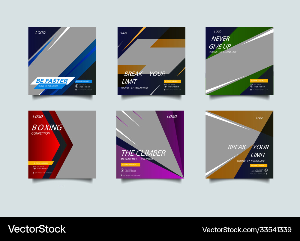 Sport Social Media Post Template Royalty Free Vector Image