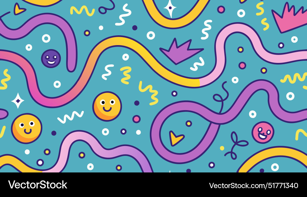 Abstract fun line doodle seamless pattern modern Vector Image