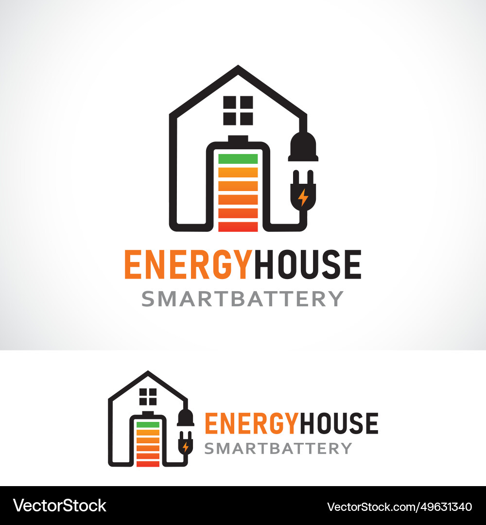 Battery house logo design template Royalty Free Vector Image