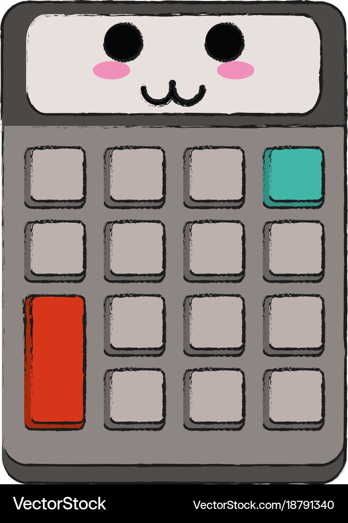 Calculator math device cute kawaii cartoon Vector Image