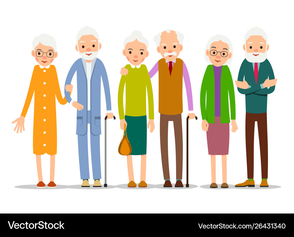 Cartoon character old group older people Vector Image