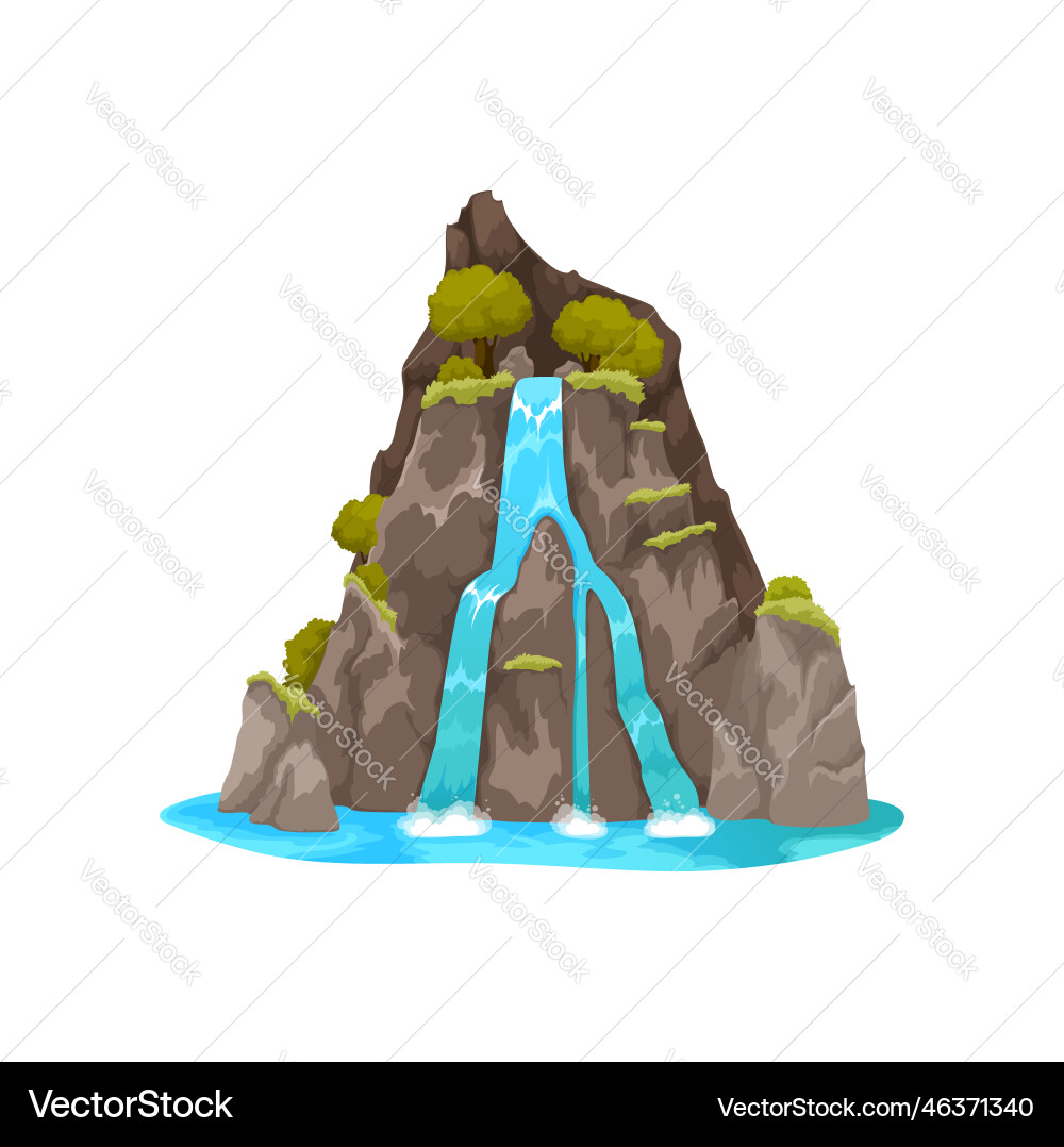 Cartoon waterfall water cascade nature landscape Vector Image