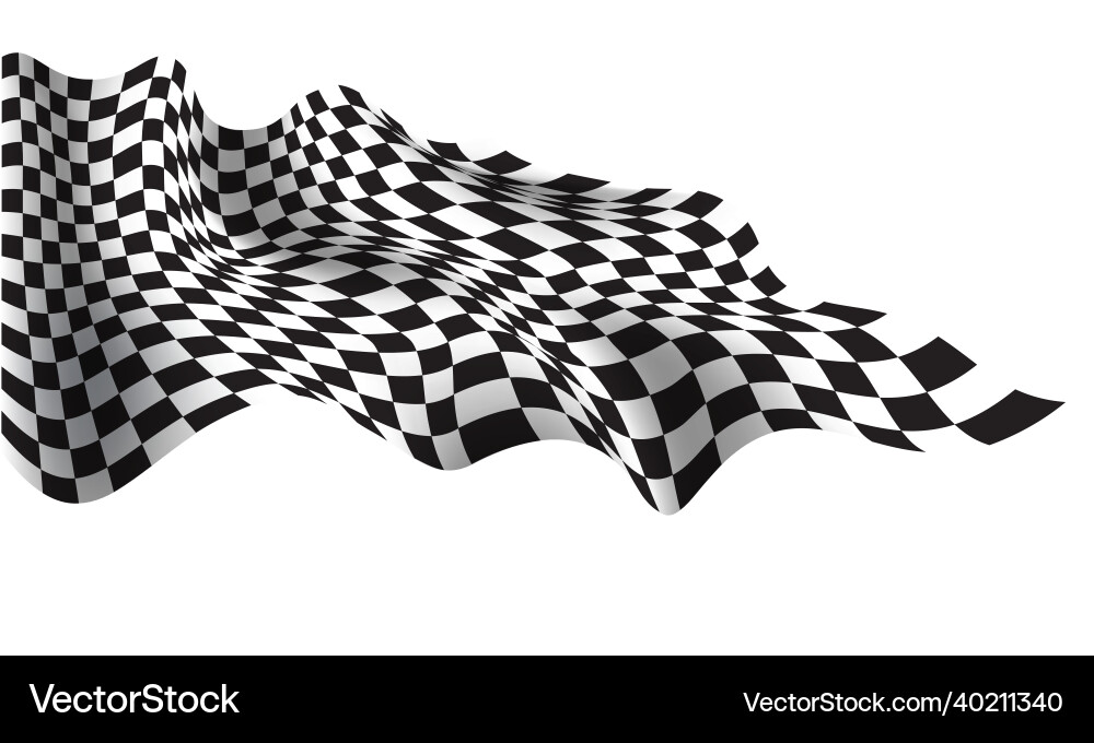 Checkered wave flying black white for sport race Vector Image