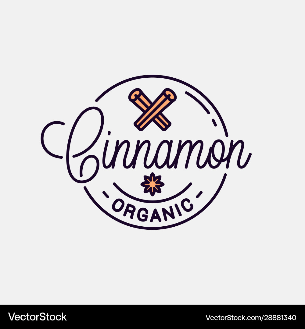 Cinnamon logo round linear stick Royalty Free Vector Image
