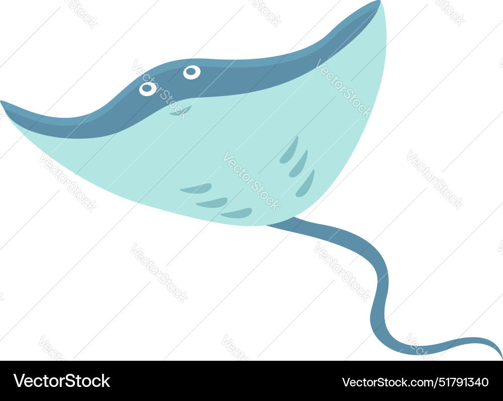Cute stingray smiling and swimming underwater Vector Image