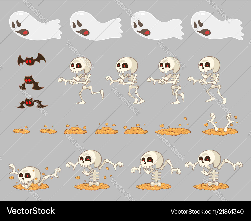 Ghost enemies game sprites Royalty Free Vector Image