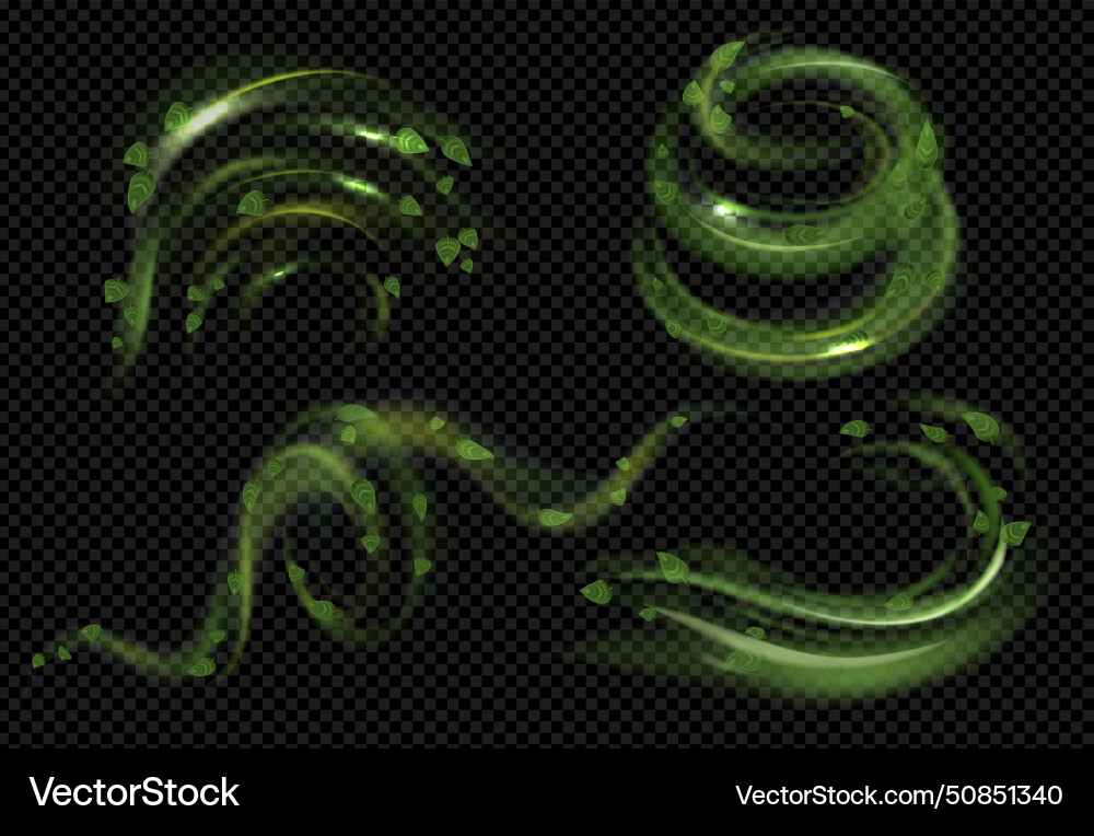 Green leaves wind set Royalty Free Vector Image