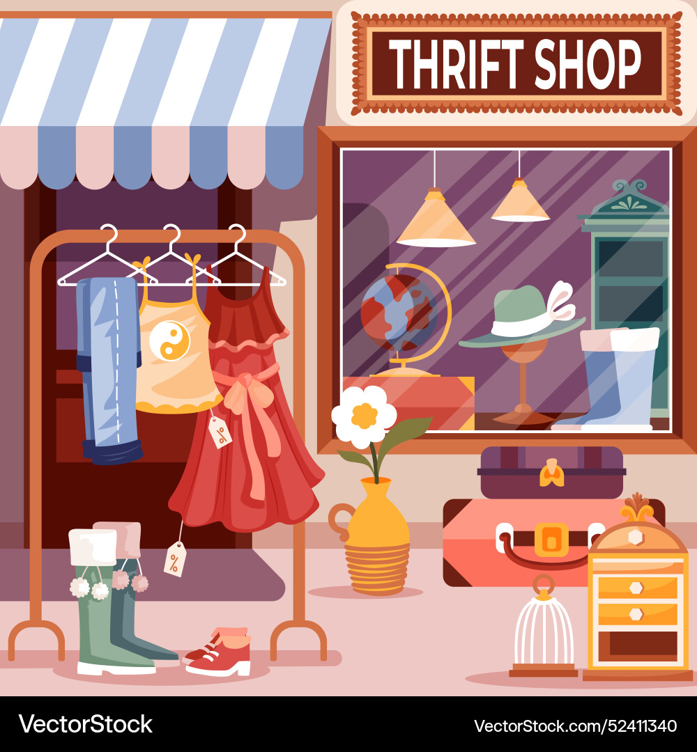 Hand drawn thrift store Royalty Free Vector Image