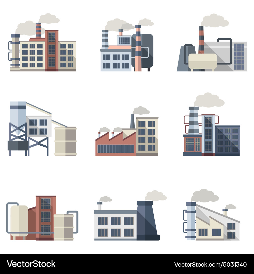 Industrial Factory Icons Set Royalty Free Vector Image