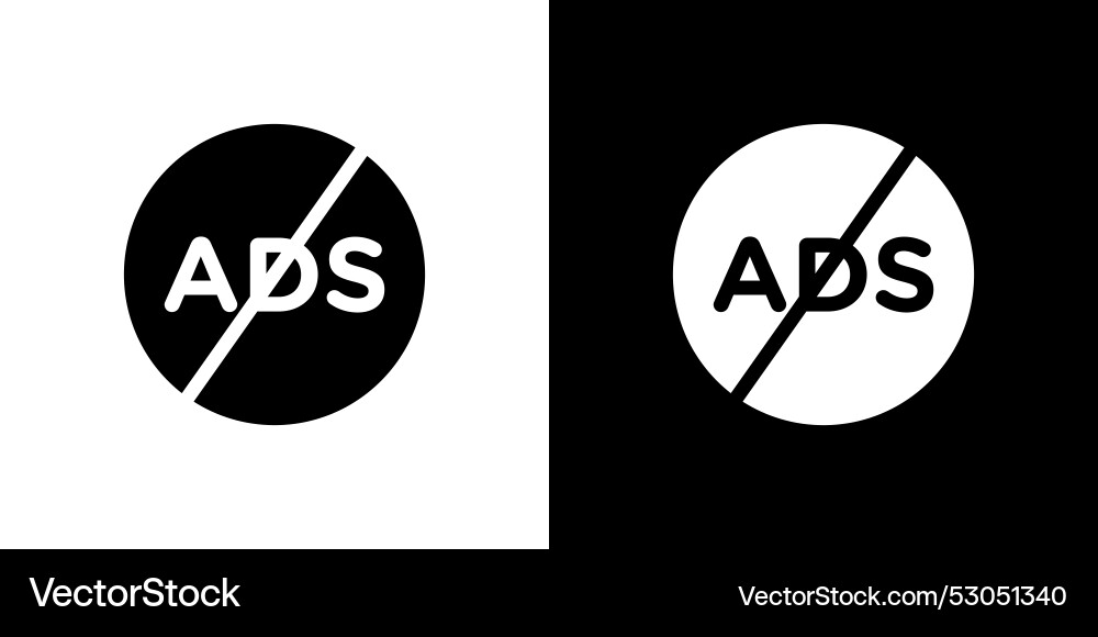 No ads icon flat fill set collection Royalty Free Vector