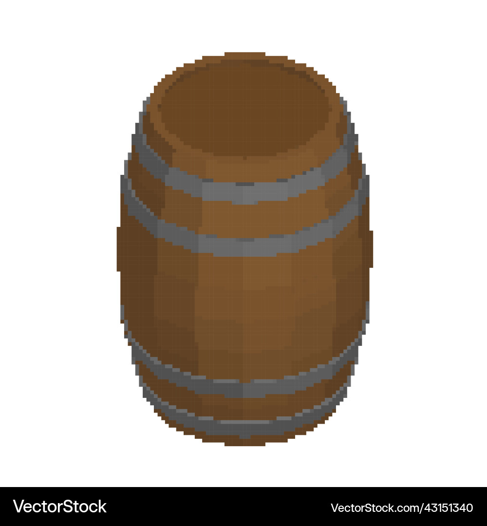 Pixelated wooden barrel pixel art 3d isometric Vector Image