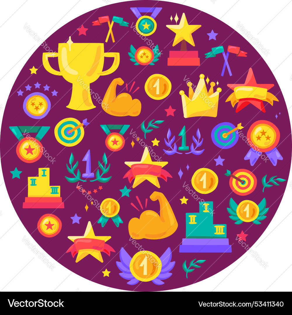 Round banner with sport elements Royalty Free Vector Image
