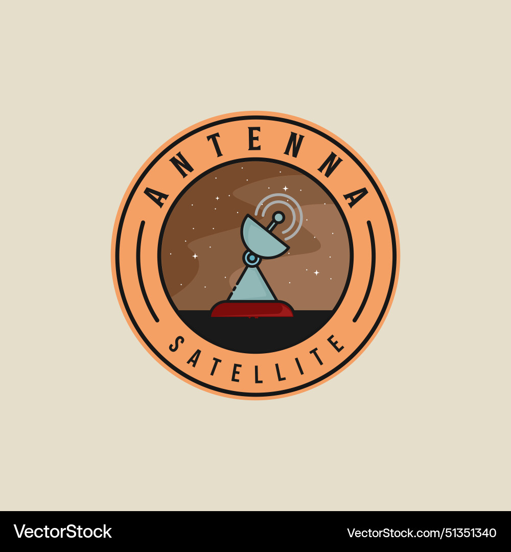 Satellite emblem logo template icon graphic Vector Image
