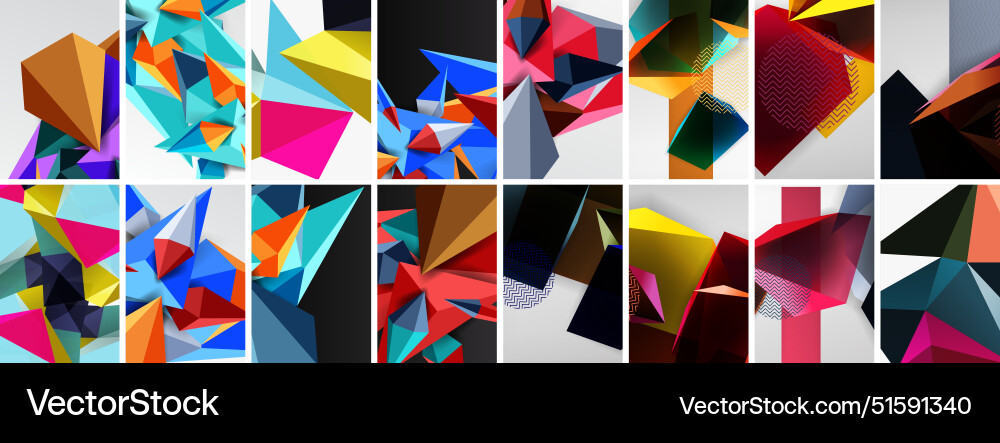 Set of low poly triangles poster geometric Vector Image