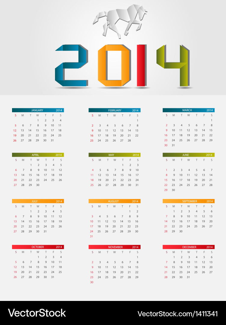 2014 new year calendar Royalty Free Vector Image