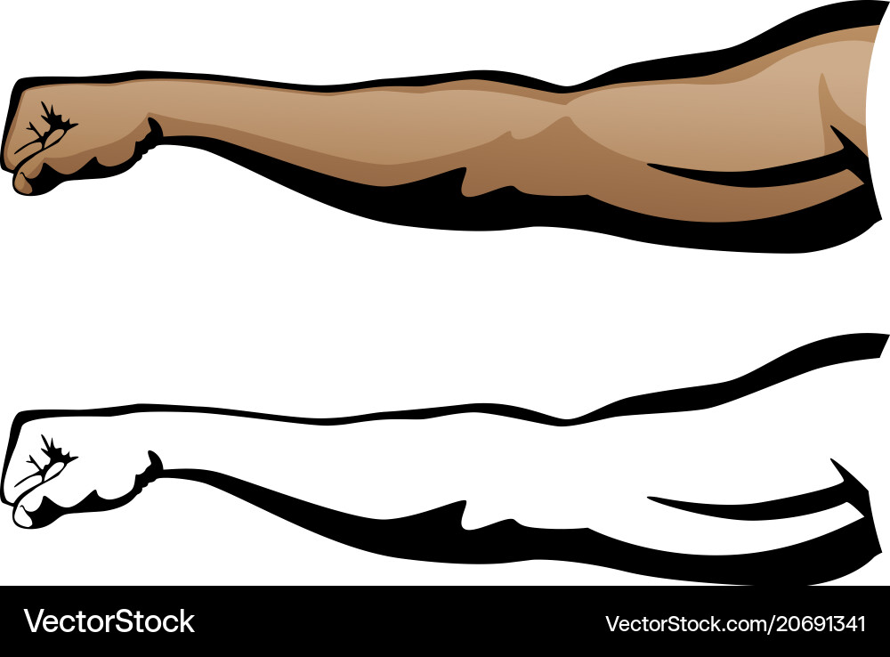Muscular arm extended fist punch Royalty Free Vector Image