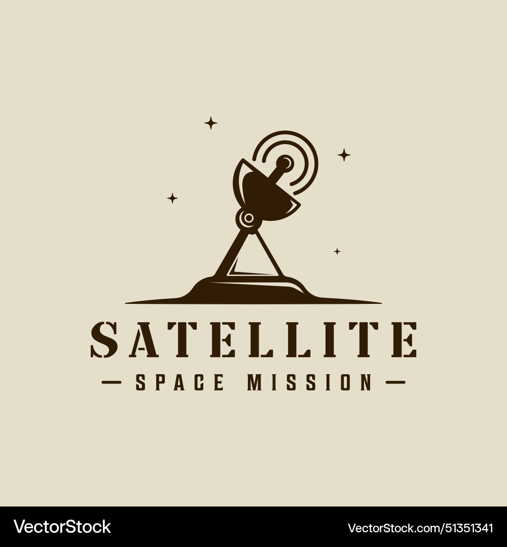 Satellite logo vintage template icon graphic Vector Image