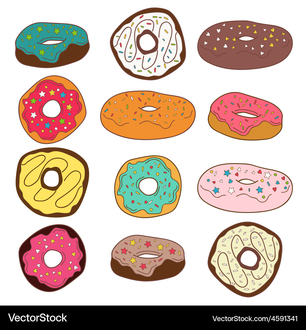 Set of cute colorful donuts Royalty Free Vector Image