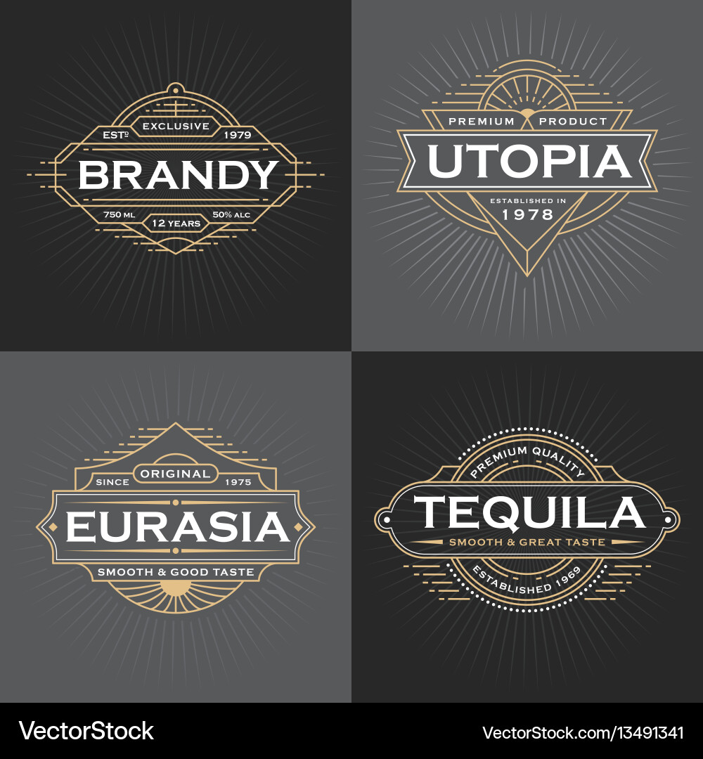 Vintage line frame design for labels Royalty Free Vector